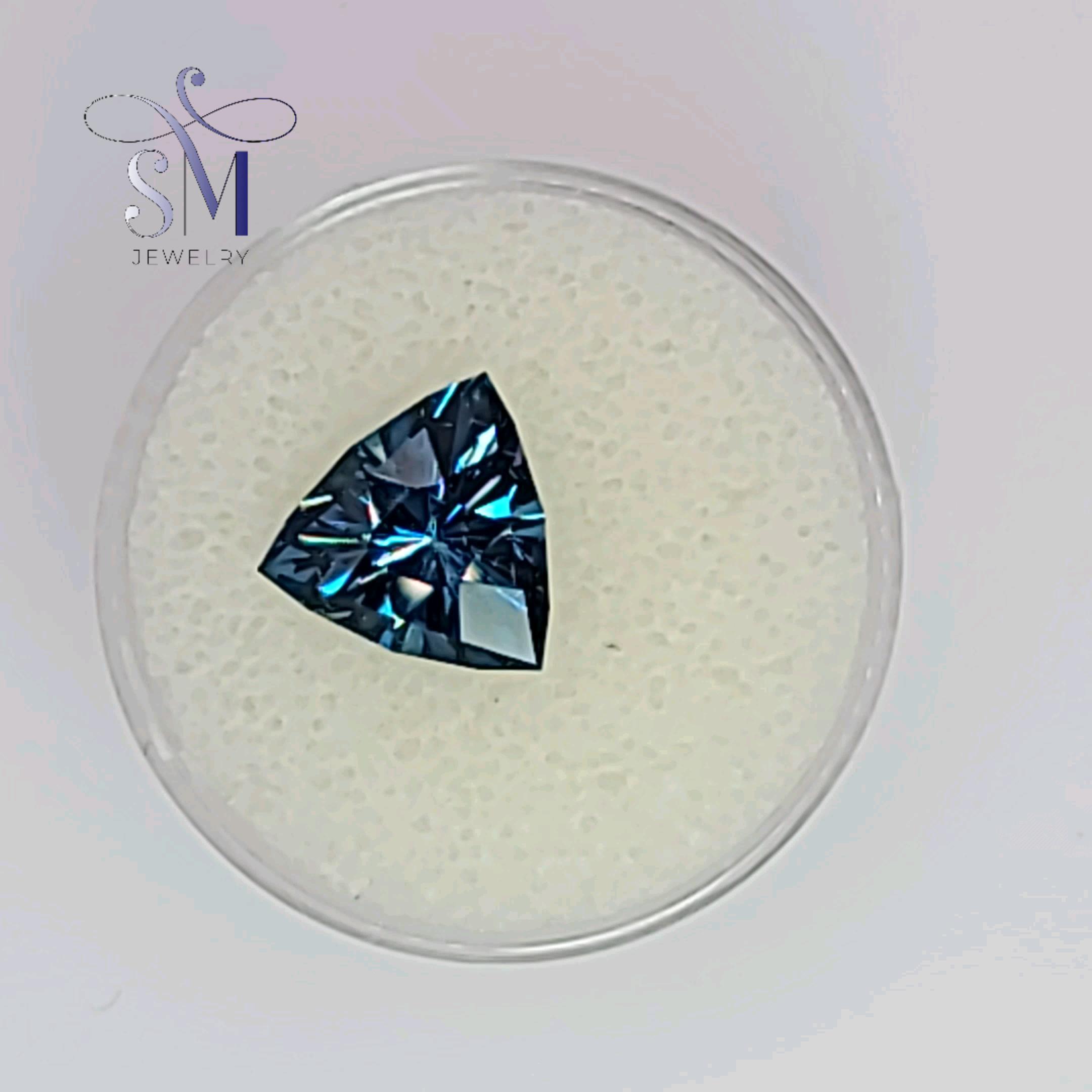 LOOSE GEMSTONE- Deep London Blue Topaz Precision Trillion With Rose Cut ...