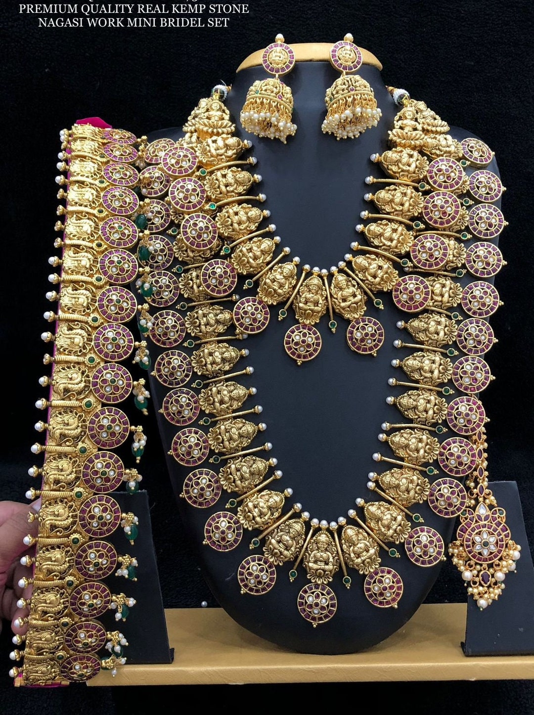 Indian Bollywood Gold Plated Temple Bridal Jewelry Set Waist Belt Haram ...