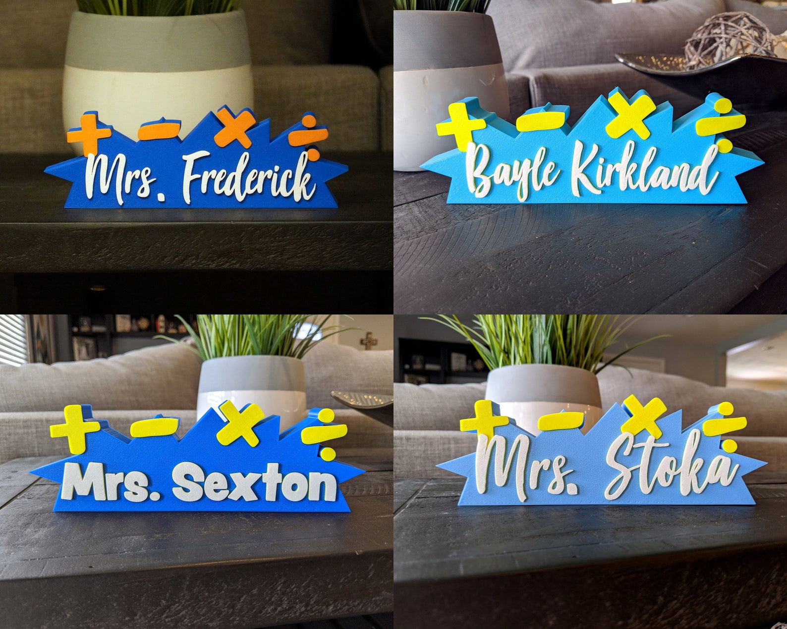Math Operations Name Sign 3D Printed Name Plate Math Teacher - Etsy