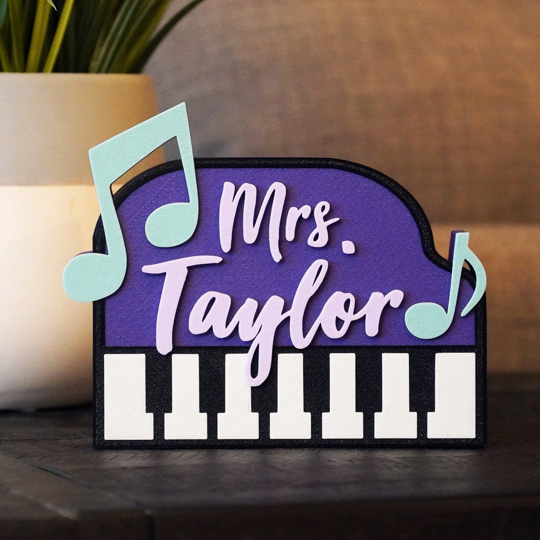 Music Name Sign 3D Printed Name Plate Music Teacher Gift Piano Teacher ...
