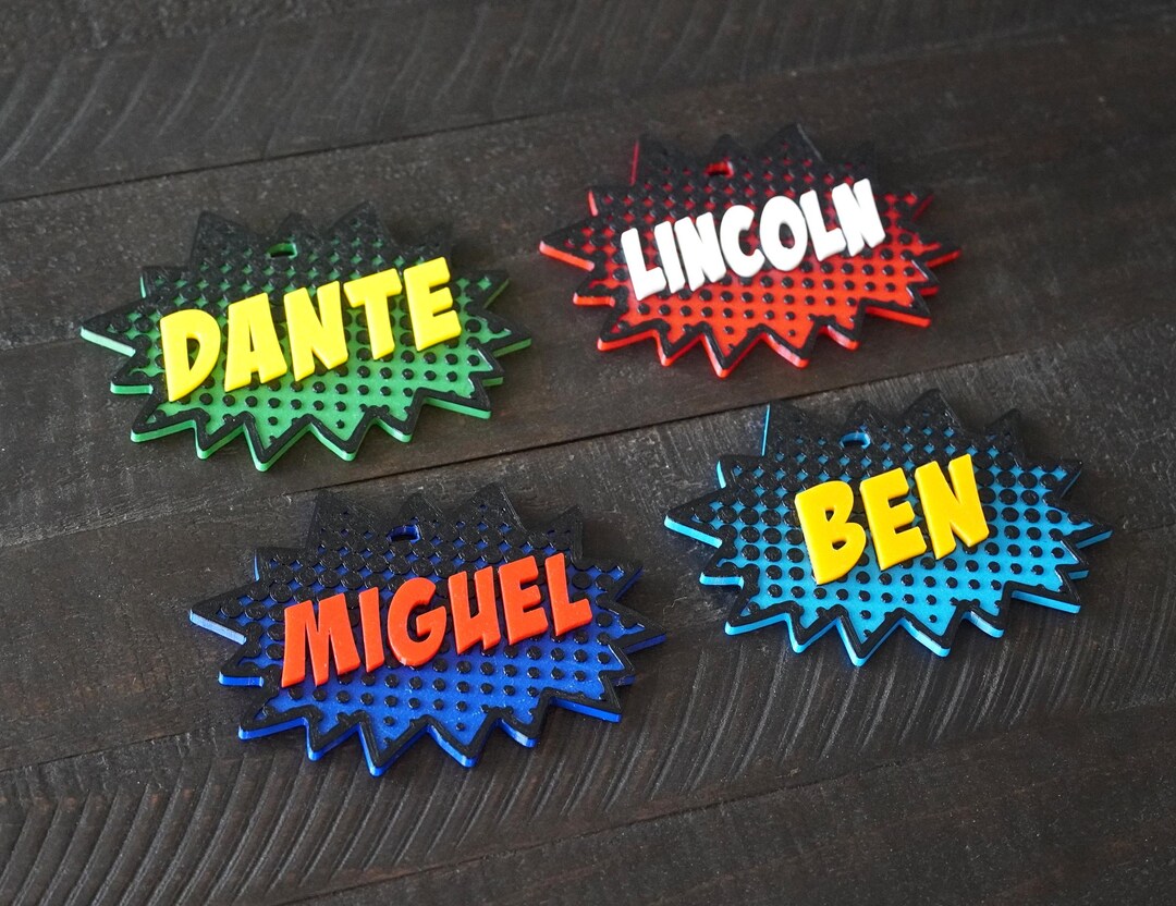 Comic Book Tough Bag Tag Personalized Comic Book Bag Tag Custom Comic ...