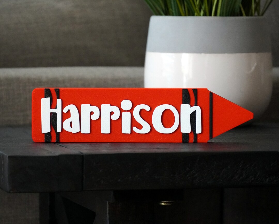 Crayon Name Sign 3D Printed Name Plate Crayon Art Desk Name Plate ...