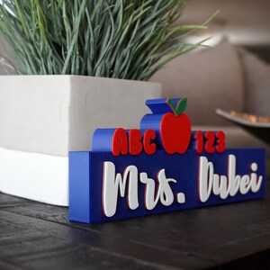 ABC and 123 Teacher Sign 3D Printed Name Sign English Teacher Gifts ...