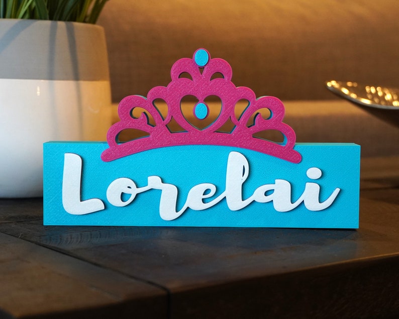 Princess Name Sign 3D Printed Name Plate Princess Tiara Star Crown ...