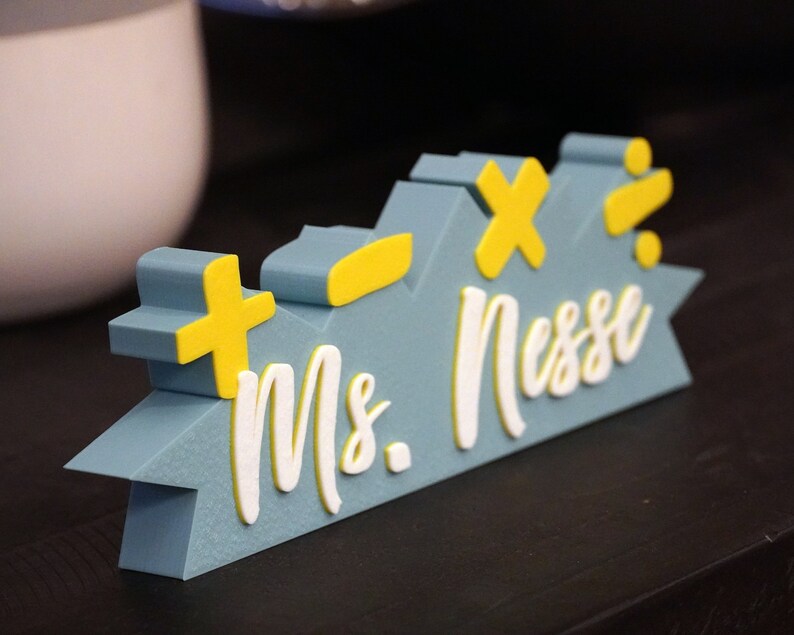 Math Operations Name Sign 3D Printed Name Plate Math Teacher Gift Math ...