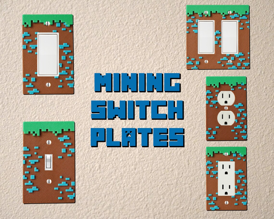 Mining Light Switch Cover Mining Switch Plates Video Game Kids | Etsy