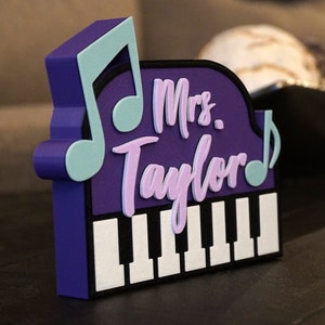 Music Name Sign 3D Printed Name Plate Music Teacher Gift Piano Teacher ...