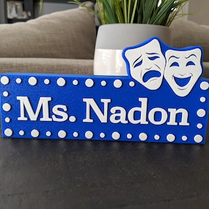 Drama Teacher Name Sign Custom Made 3D Printed Teacher Sign Musical ...