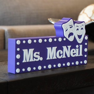 Drama Teacher Name Sign Custom Made 3D Printed Teacher Sign Musical ...