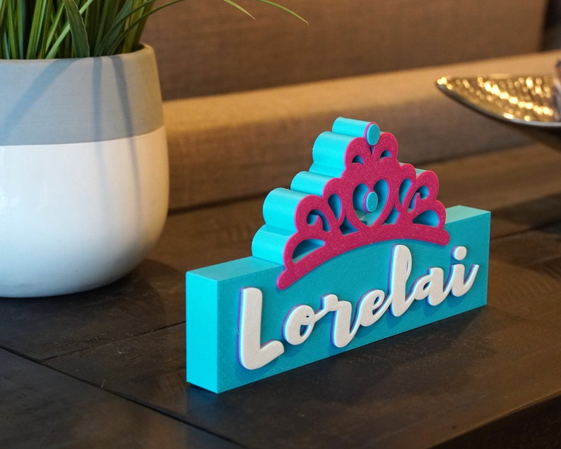 Princess Name Sign 3D Printed Name Plate Princess Tiara Star - Etsy