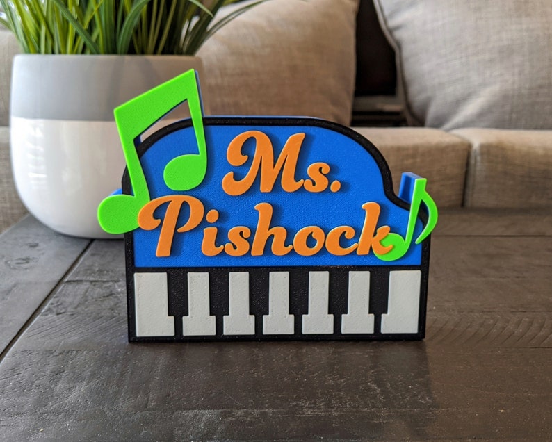 Music Name Sign 3D Printed Name Plate Music Teacher Gift Piano Teacher ...