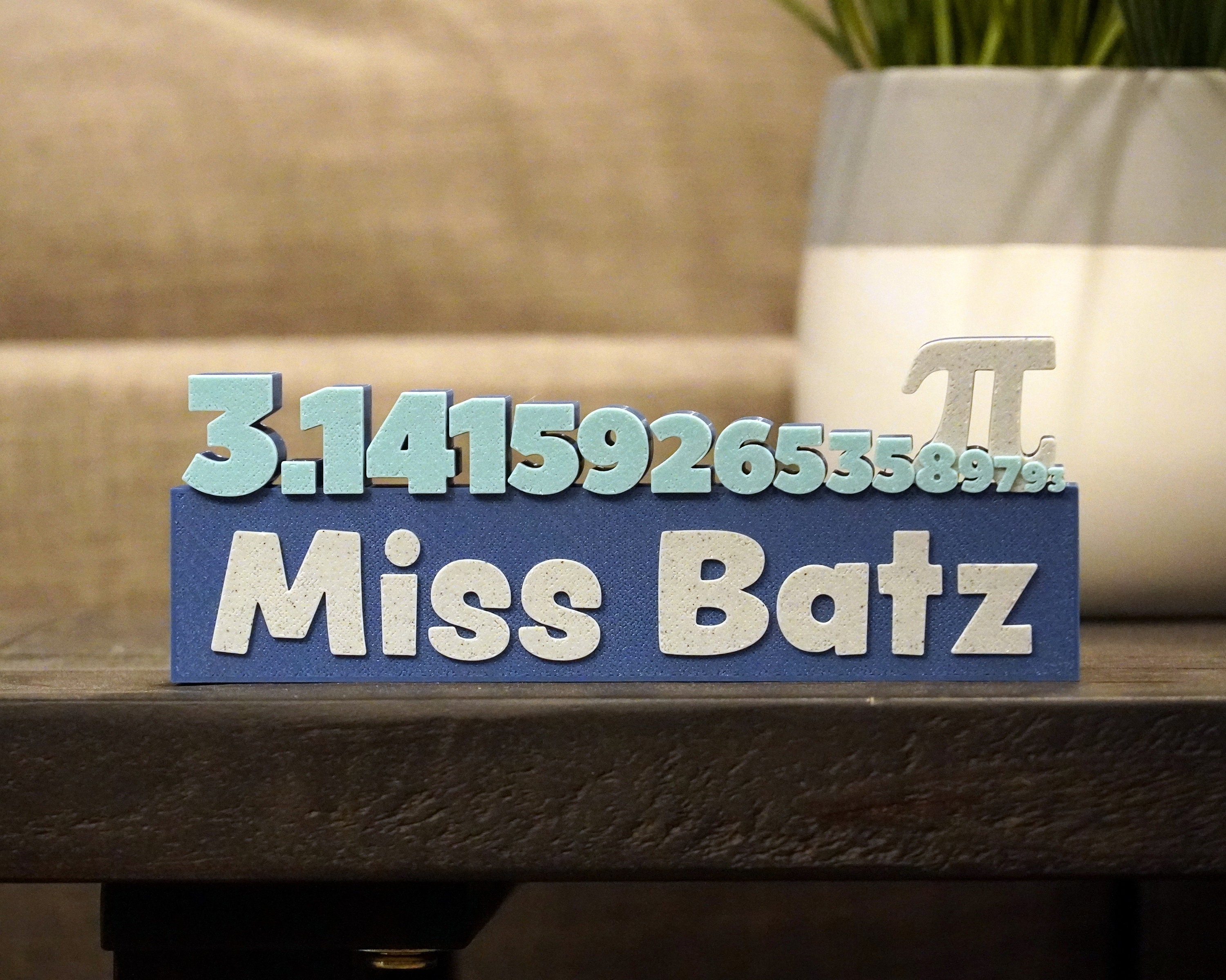 Math Pi Name Sign 3D Printed Name Plate Math Teacher Gift Math Gift ...