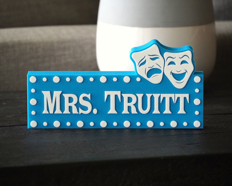Drama Teacher Name Sign Custom Made 3D Printed Teacher Sign | Etsy