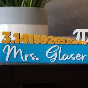 Math Pi Name Sign 3D Printed Name Plate Math Teacher Gift Math Gift ...