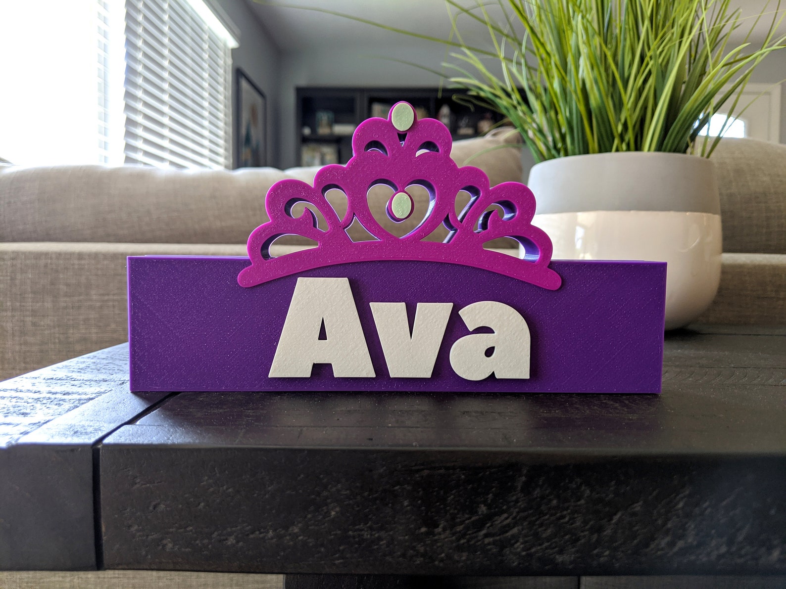 Princess Name Sign 3D Printed Name Plate Princess Tiara Star - Etsy