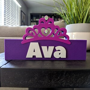Princess Name Sign 3D Printed Name Plate Princess Tiara Star Crown ...