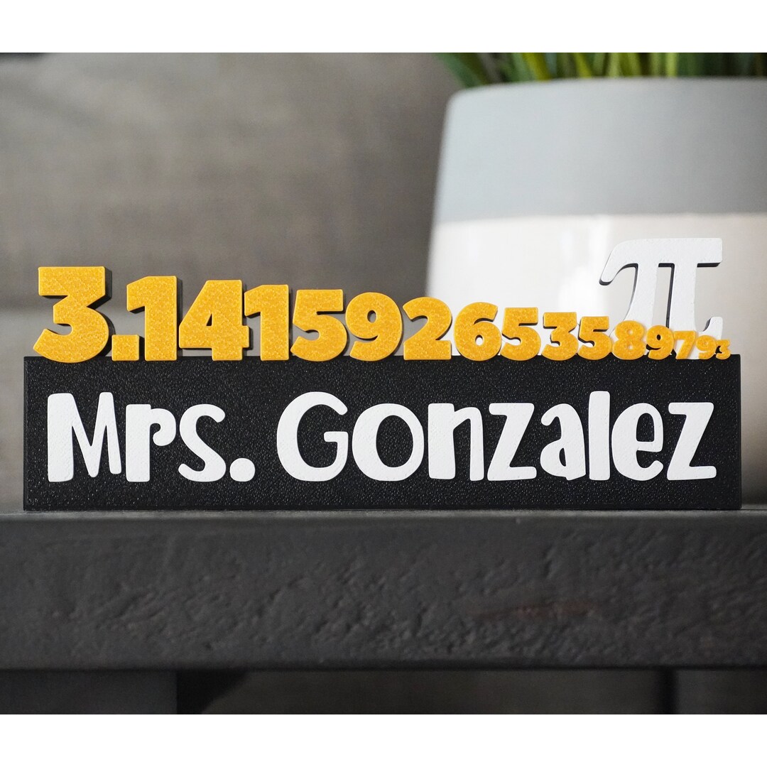 Math Pi Name Sign 3D Printed Name Plate Math Teacher Gift Math Gift ...