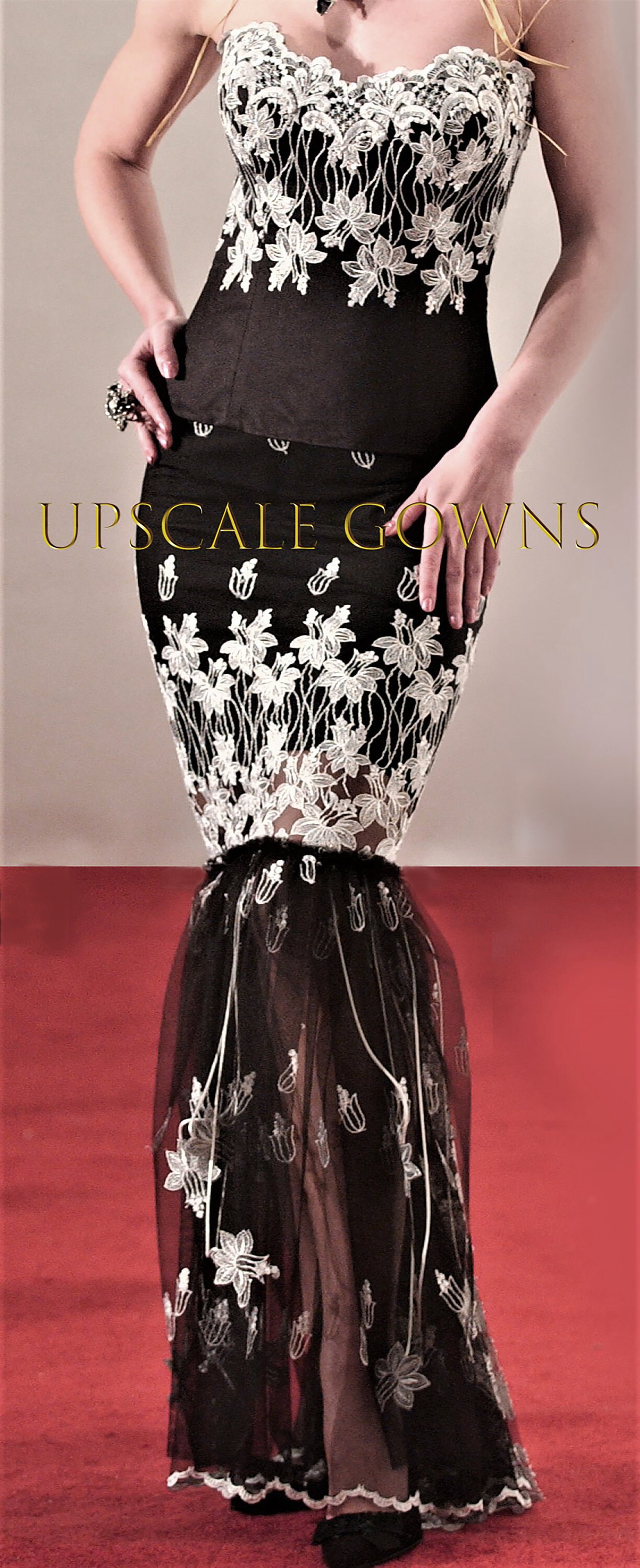 Black and White Formal Dress Code Set of Evening Bustier and Matching ...