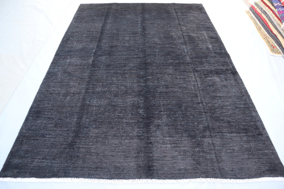 6x8 Black Gabbeh Area Rug- Modern Afghan Hand Knotted Veg Dyes Soft ...