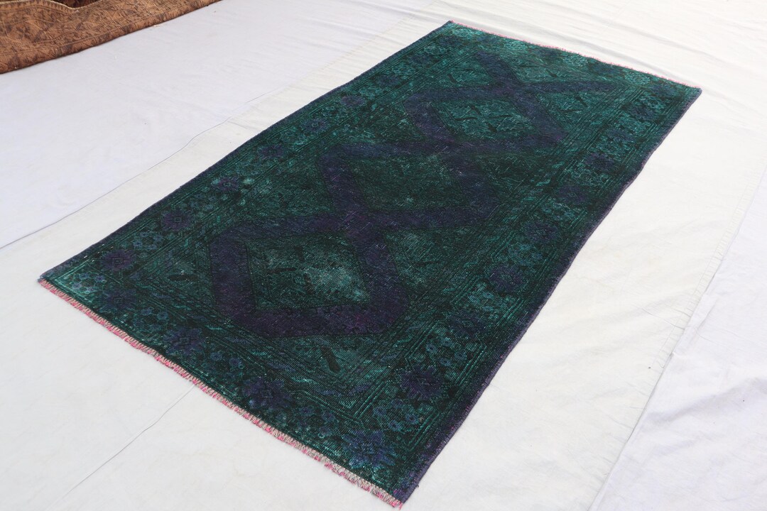 Antique Rug 3'3x6'1 Afghan Oriental Rug, Handmade Low Pile Wool Rug ...