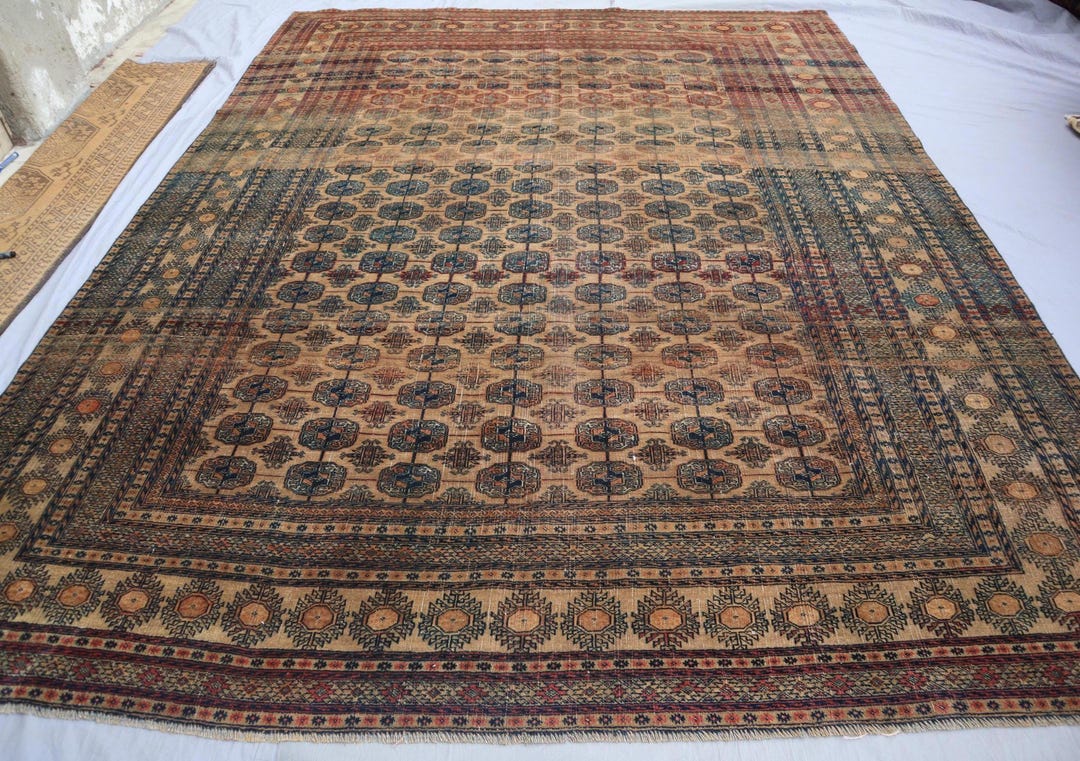 1930s Antique 8'1x10'7 Ft Area Rug Terracotta Faded Afghan Handmade Low ...