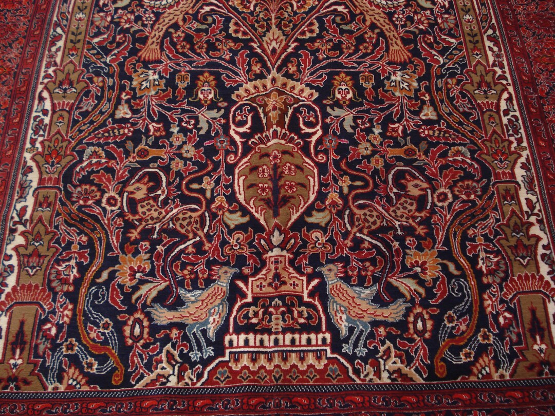 8'4x12'5 Ft Large Vintage Pictorial Rug Animal Afghan Rug- Authentic ...