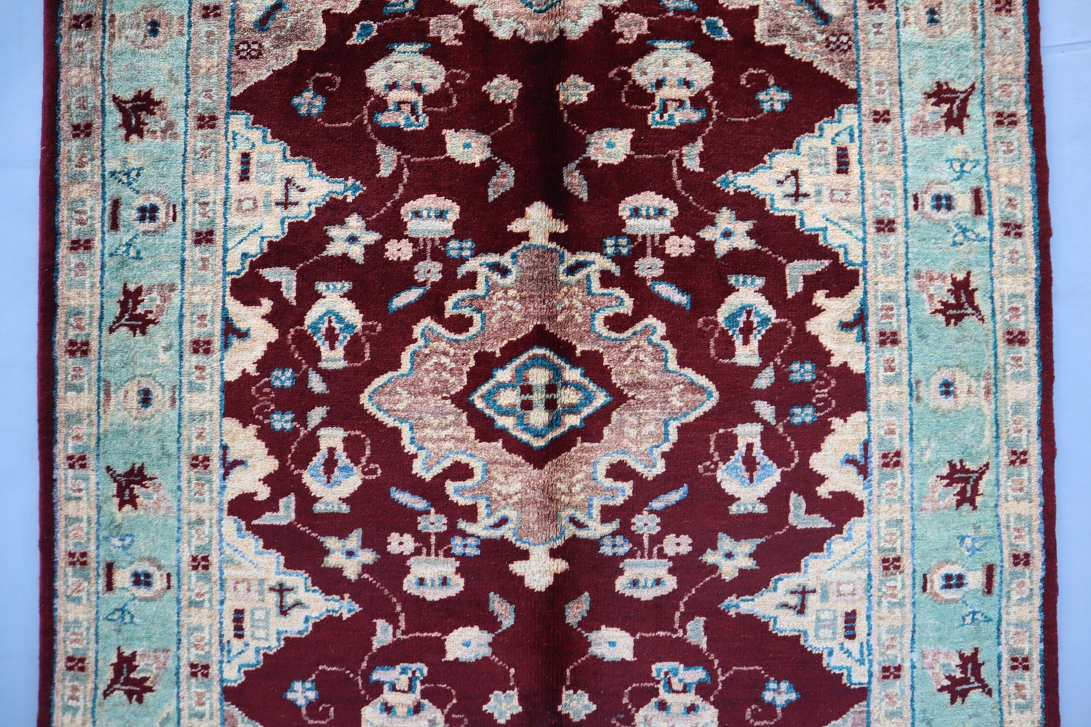 3x4 Afghan Decor Rug - Vintage Hand Knotted Veg Dye Wool Rug - Bedroom ...