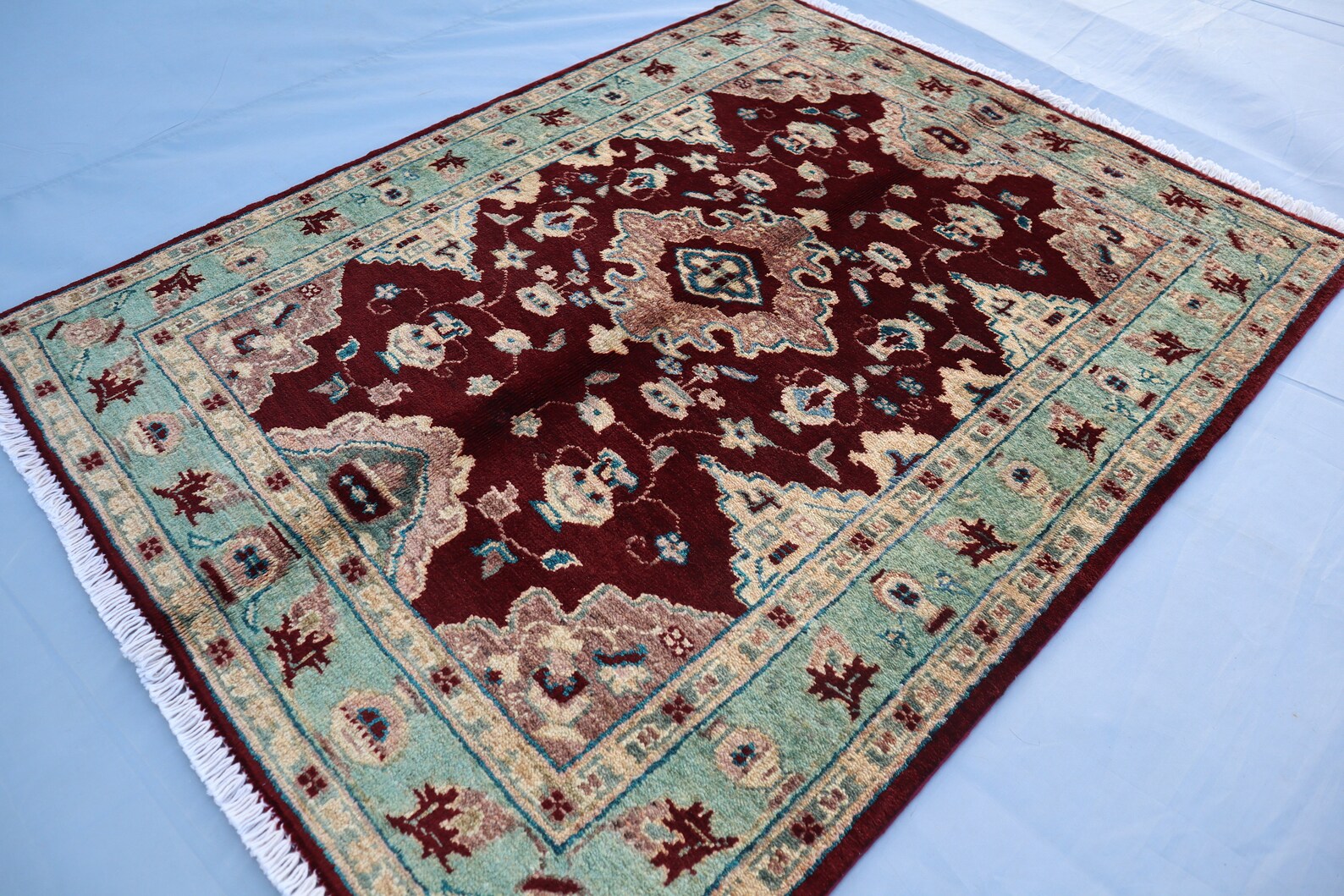 3x4 Afghan Decor Rug - Vintage Hand Knotted Veg Dye Wool Rug - Bedroom ...
