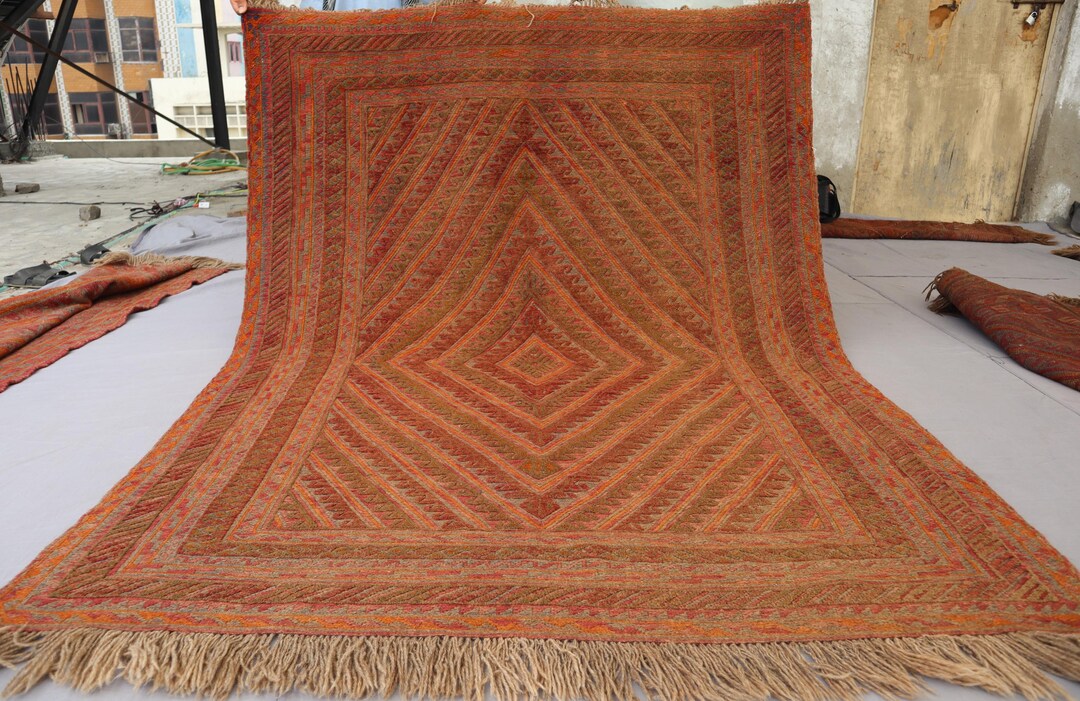 1960s Vintage Rug 5x6 Ft, Turkmen Hand Knotted Natural Dyes Wool Rug ...