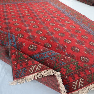Afghan Vintage Rug 6'8x9'7 Ft/ Mowri Gull Bukhara Rug/ Wool Area Rug ...