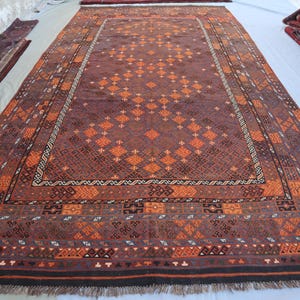 8'4x15'5 Large Afghan Kilim Area Rug, Flatweave Traditional Rust ...