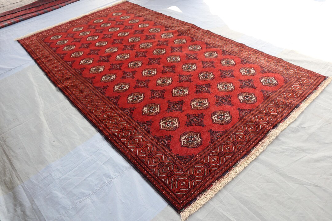 4'5x7'8 Antique Turkmen Tekke Rug, Vintage Oriental Ersari Red Rug ...