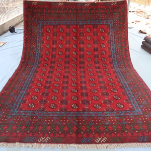 Afghan Vintage Rug 6'8x9'7 Ft/ Mowri Gull Bukhara Rug/ Wool Area Rug ...