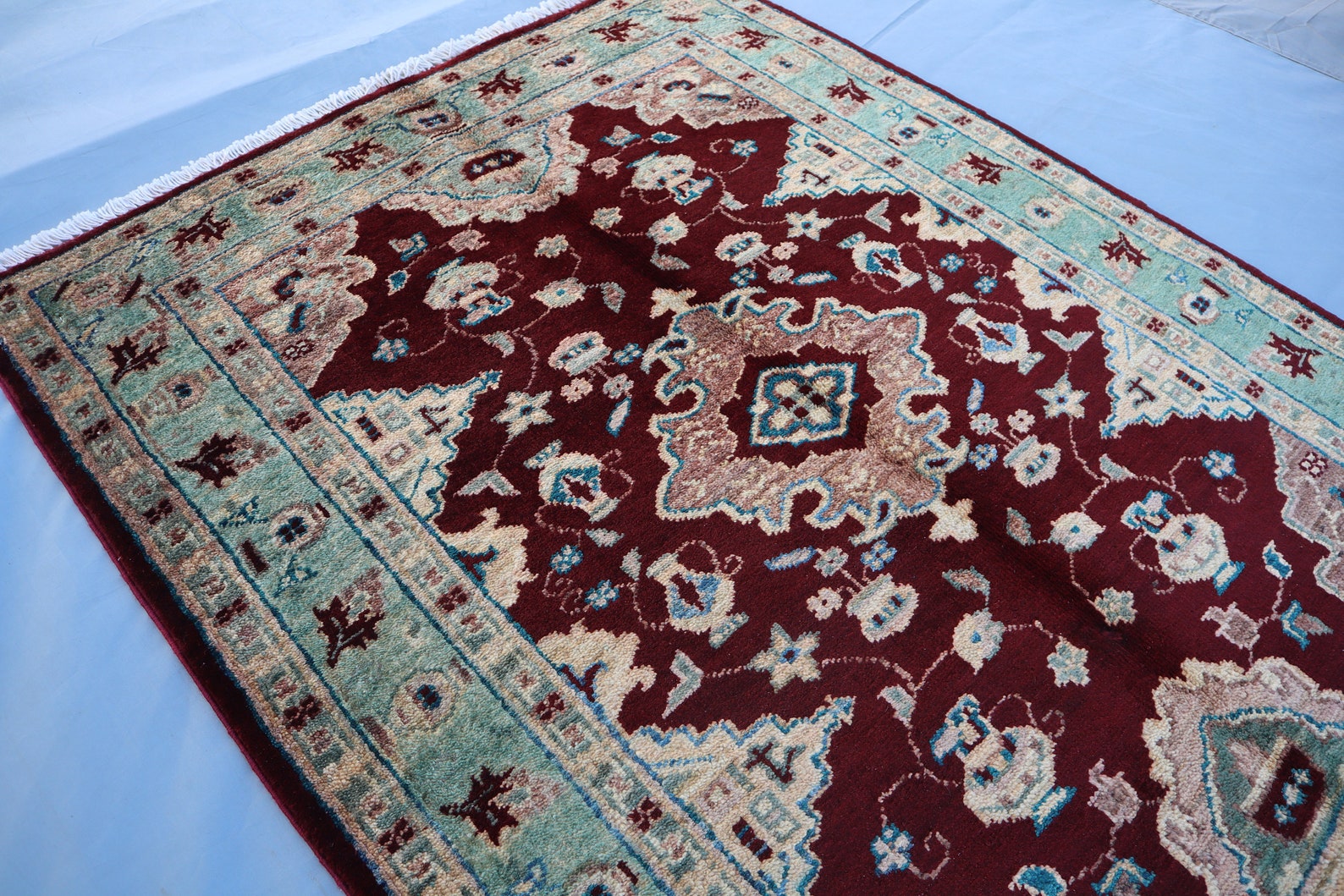 3x4 Afghan Decor Rug - Vintage Hand Knotted Veg Dye Wool Rug - Bedroom ...