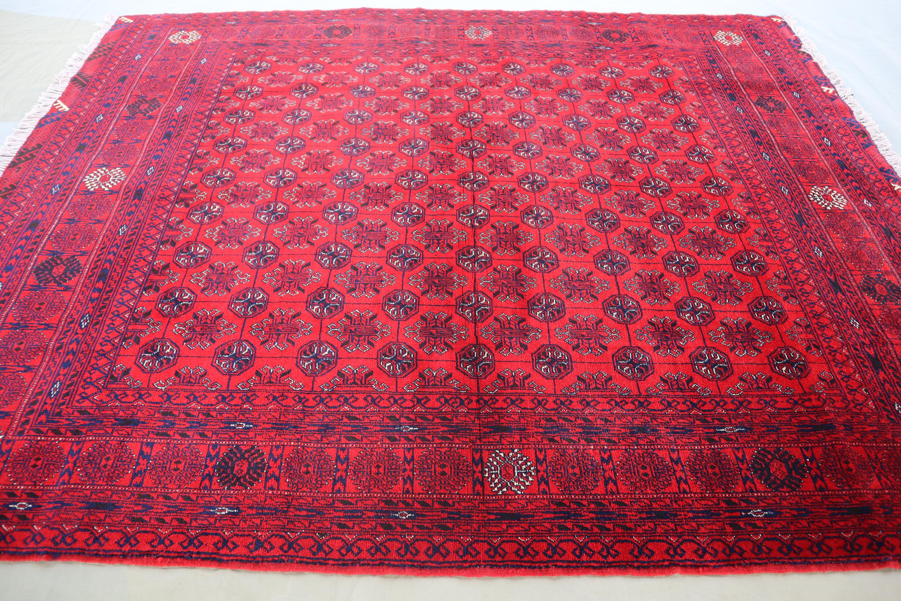 4'10x6'3 Ft Vintage Turkmen Tekke Tegap Rug, Afghan Handmade Wool Area ...