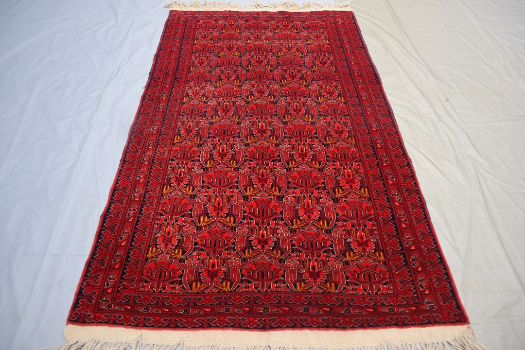 4x7 Ft Afghan Tribal Rug, Vintage Turkmen Handmade Soft Wool Rug ...