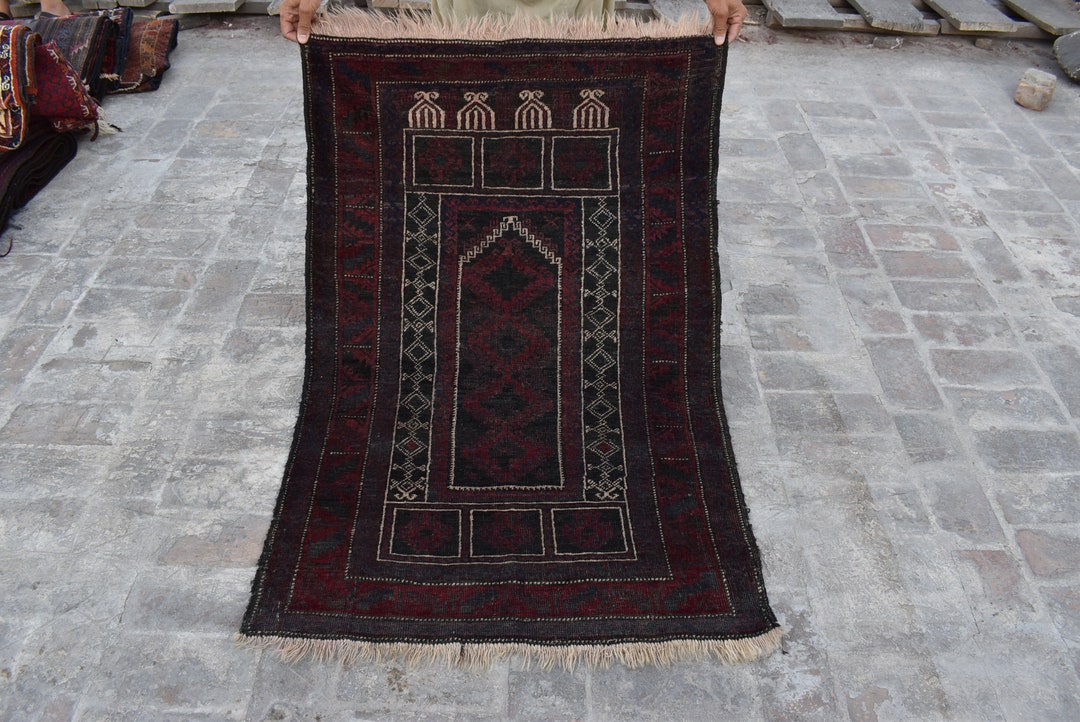 Vintage Prayer Rug, 4.5 X 2.11 Ft, Afghan Prayer Rug ,tribal Decor ...