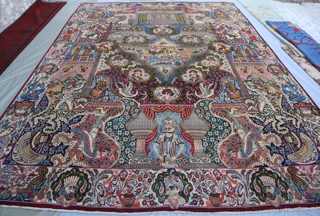 10x13 Animal Hunting Scene Pictorial Rug- Birds Tree of Life Art Rug ...