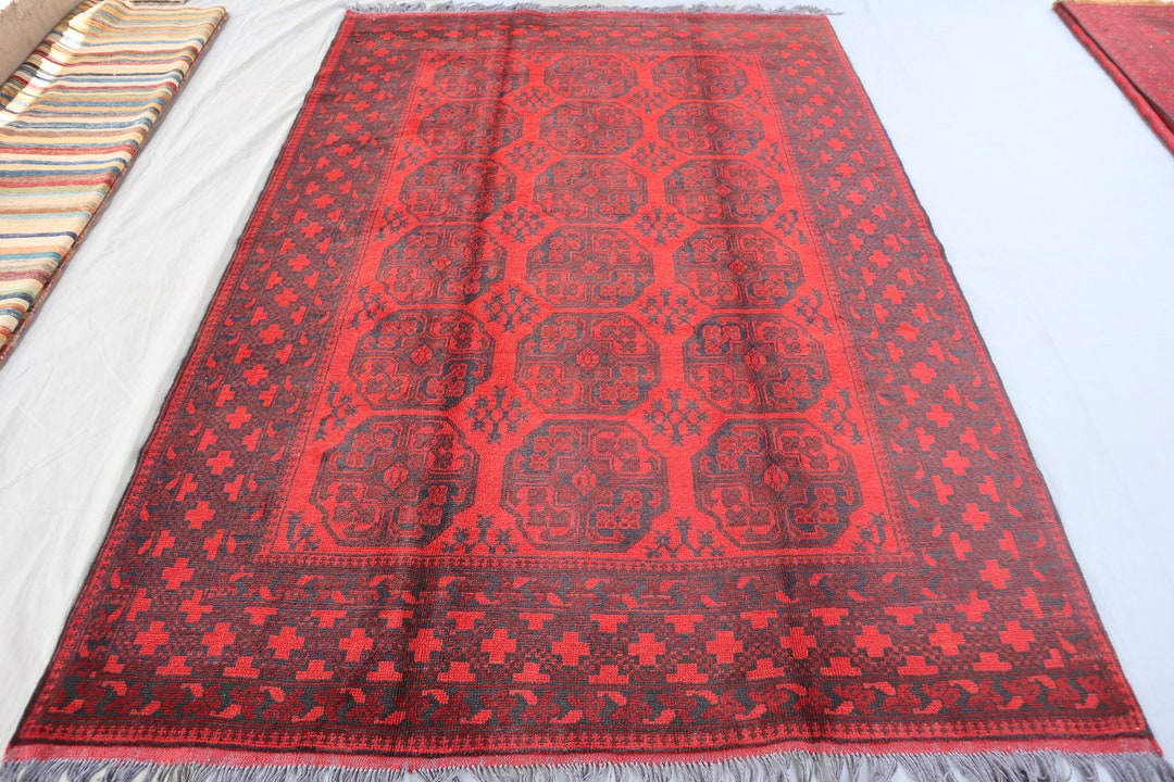 7x10 Antique Turkmen Tekke Ersari Large Rug, Afghan Handmade Wool Area ...