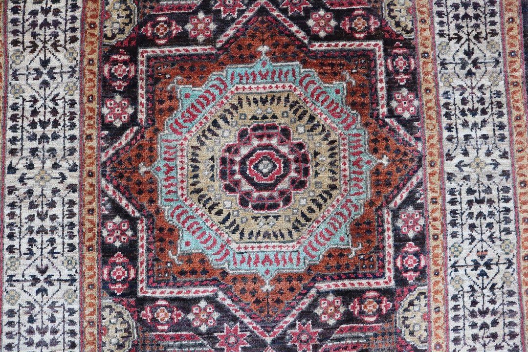 Turkish Pattern Mamluk Rug 3x5 Ft, Tribal Handmade Wool Area Rug ...