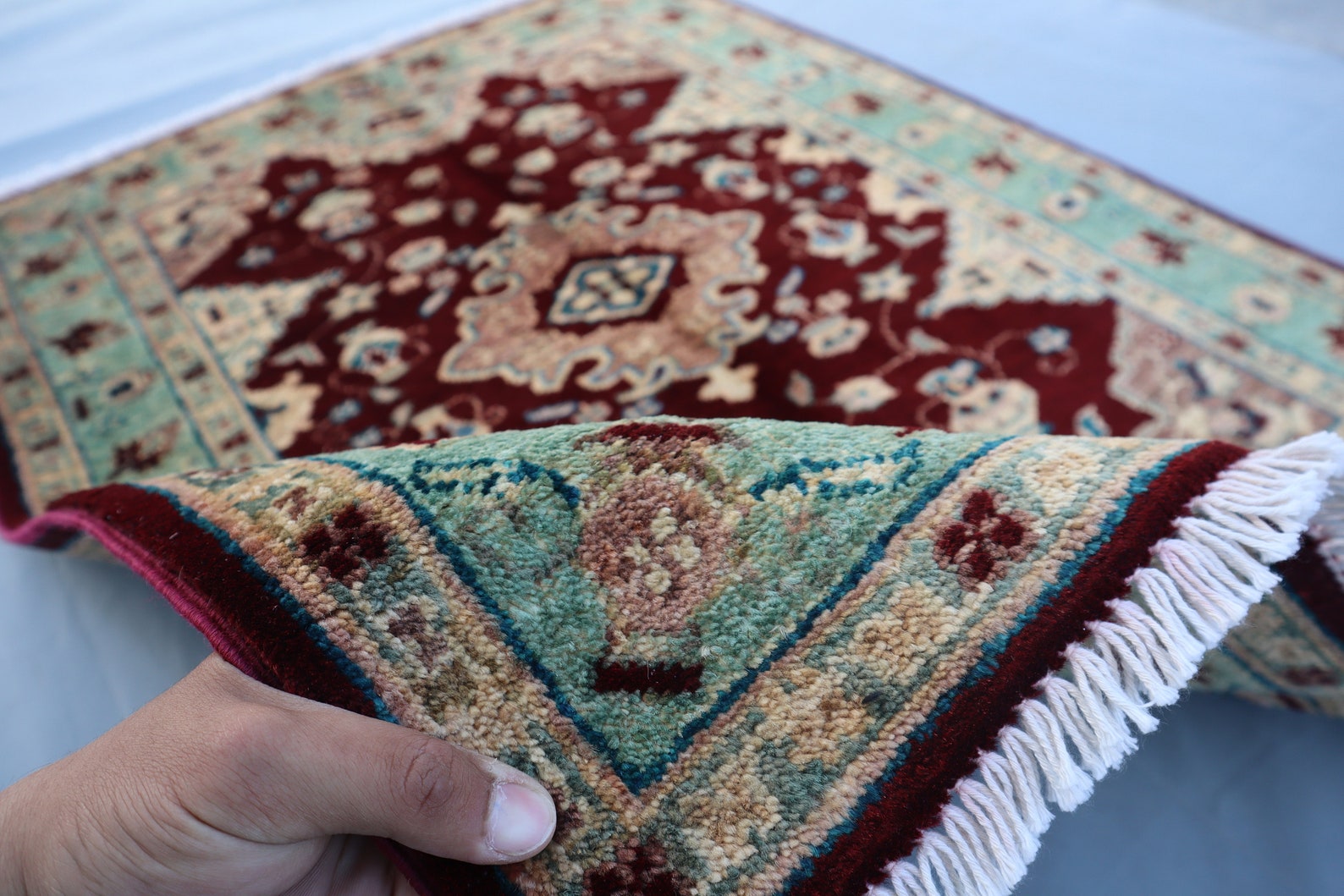 3x4 Afghan Decor Rug - Vintage Hand Knotted Veg Dye Wool Rug - Bedroom ...