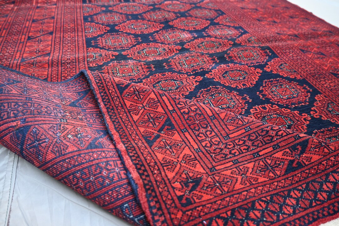 4x6 Turkmen Tribal Rug, Vintage Afghan Bukhara Anitque Hand Knotted ...