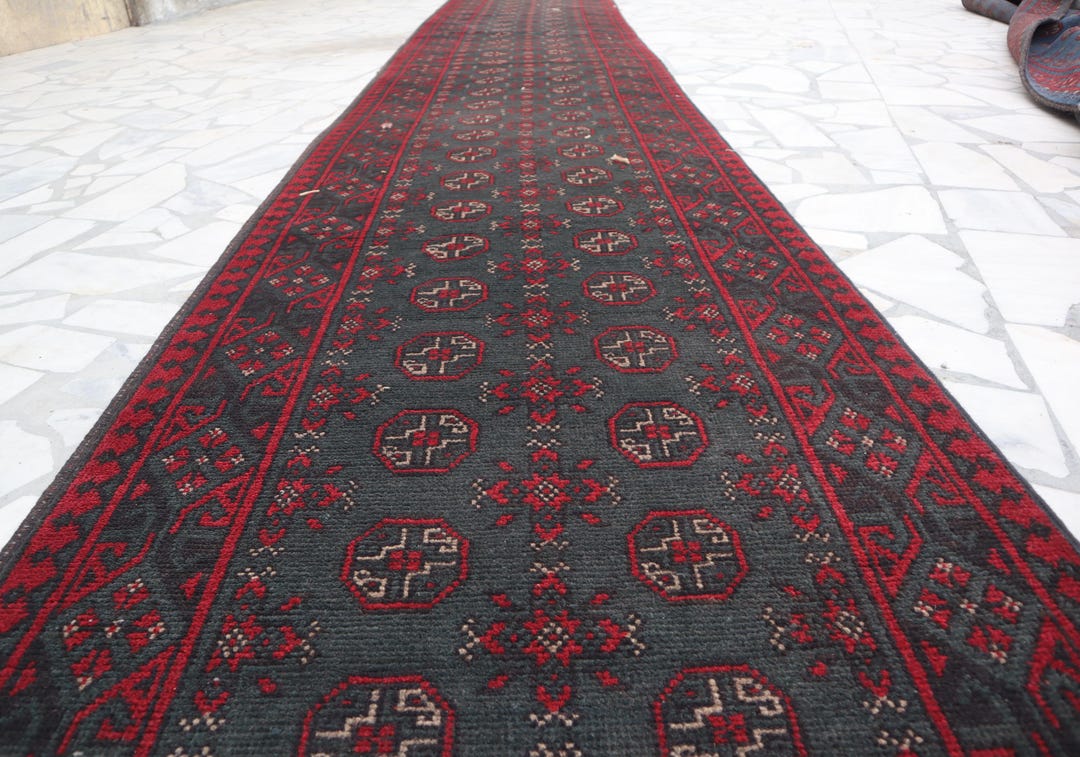 26 Ft Long Afghan Bukhara Runner Rug, Tribal Handmade Mowri Rug ...