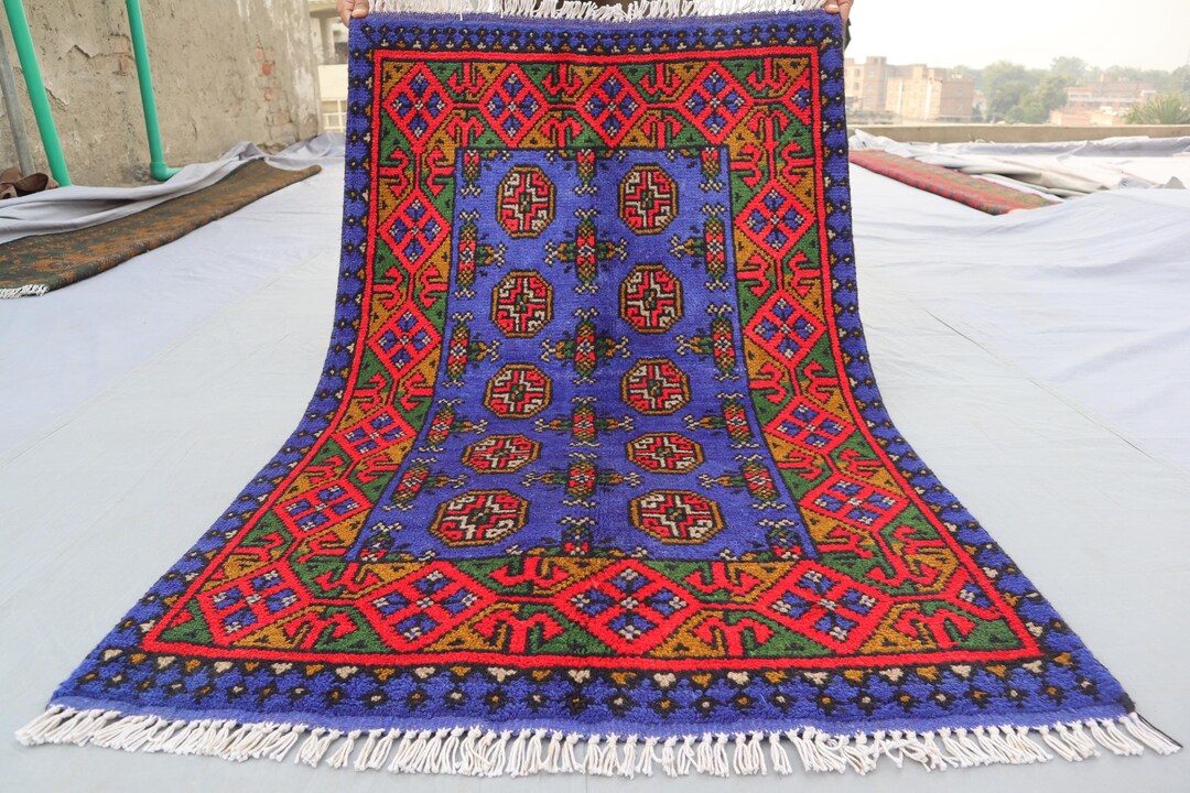 2'5x4 Navy Blue Bukhara Rug/ Fine Quality Afghan Handmade Soft Wool Rug ...