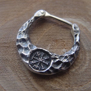 Vegvísir Septum Ring Sterling Silver Viking Nose Piercing - Etsy