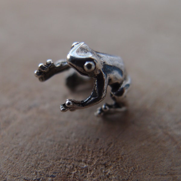Sterling Silver Frog Charm - Etsy