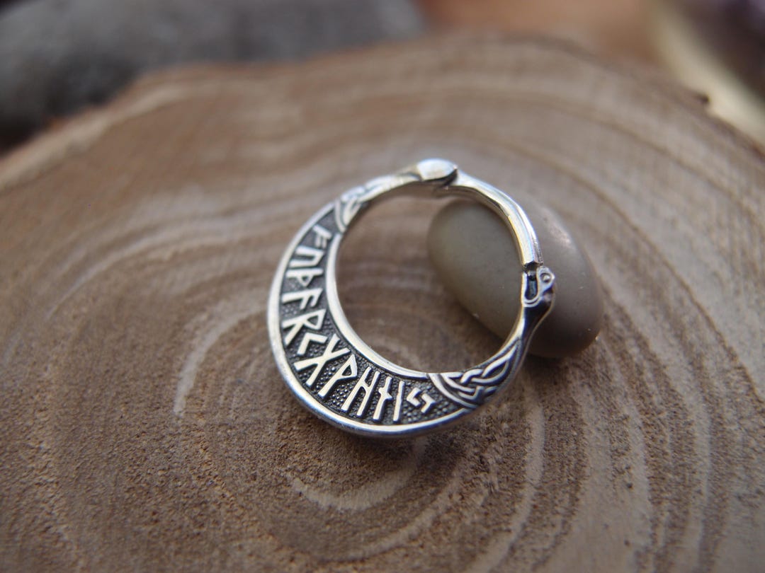 Futhark Runes Viking Septum Ring World Snake Sterling Silver Nose Ring ...
