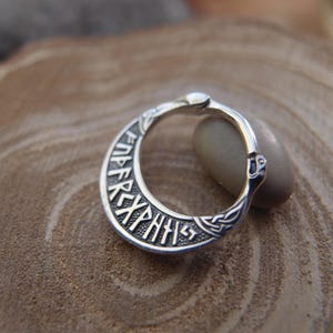 Futhark Runes Viking Septum Ring World Snake Sterling Silver Nose Ring ...