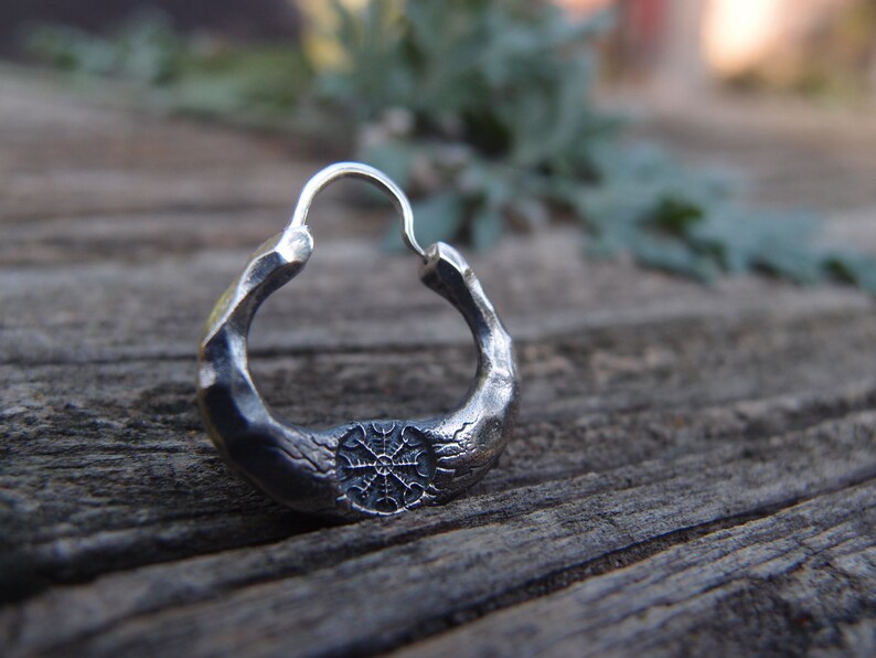 Helm of Awe Aegishjalmr Men Earring 0.7 Inch Sterling Silver - Etsy