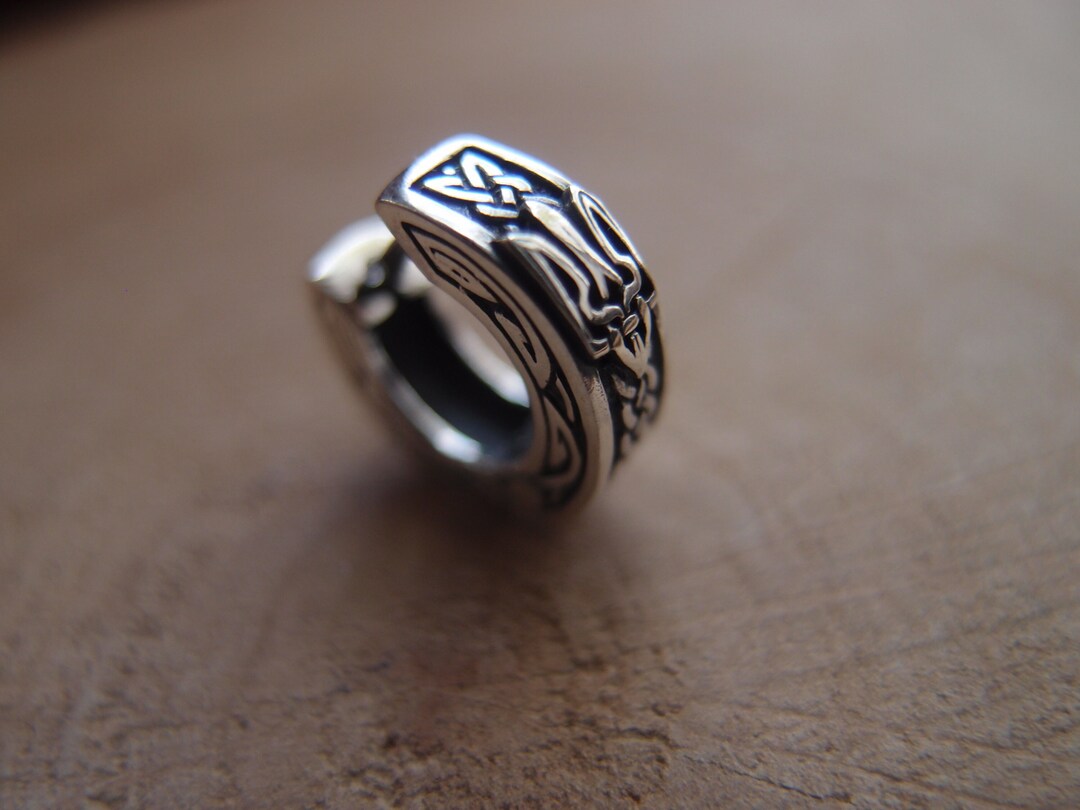 Handmade Sterling Silver Ukrainian Tryzub Trident Celtic Hoop Earring ...